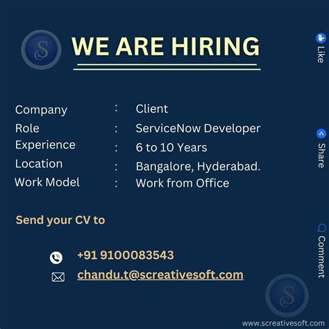 Kashif Ahmed On Linkedin We Are Hiring Servicenow Developer