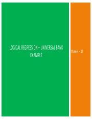 Chap Logistic Regression Fall Universal Bank Example Pdf LOGICAL REGRESSION