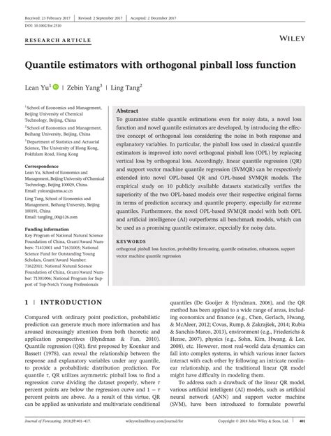 Pdf Quantile Estimators With Orthogonal Pinball Loss Function