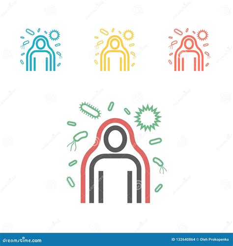 Immunity System Line Icon Human Immune System Vector Design Virus And