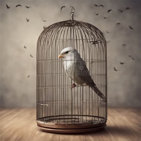 Sad Bird Locked In A Cage Stock Illustration Illustration Of Black