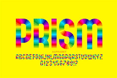 Prism Rainbow Colorful Style Font Alphabet Letters And Numbers Stock Vector Illustration Of