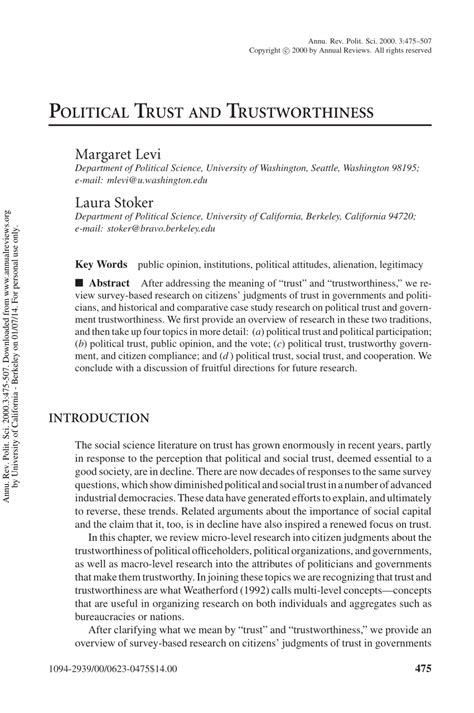 PDF Political Trust And Trustworthiness