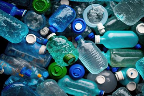Concept Of Plastic Recycle With Blue Bottle Background Stock Image