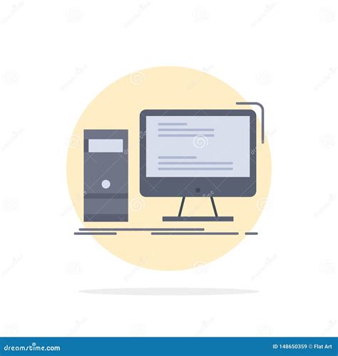 Computer Desktop Gaming Pc Personal Flat Color Icon Vector Stock