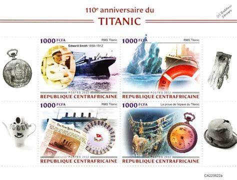 Rms Titanic White Star Line Ocean Liner Ship Stamp Sheet Central Africa Picclick Uk