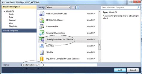 SilverLight Operações CRUD usando um serviço WCF