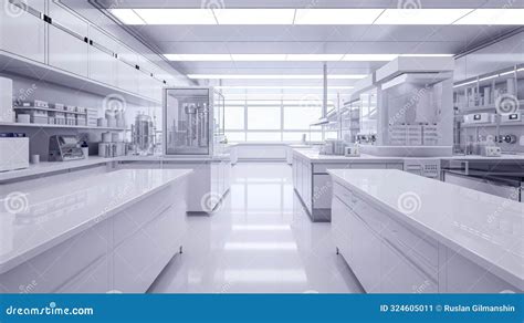 Modern Empty Biological Applied Science Laboratory With Technological Microscopes Glass Test
