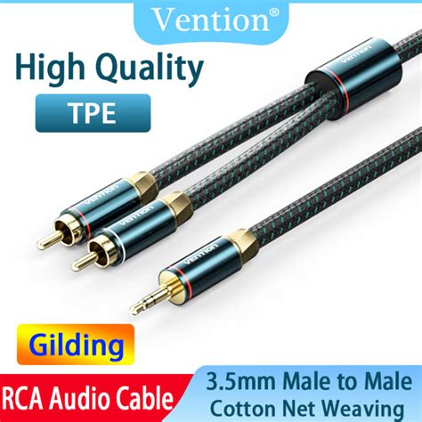 Vention สายวิทยุ Rca ตัวผู้คู่ต่อสัญญาณเสียง35มม 35มม ตัวผู้สาย