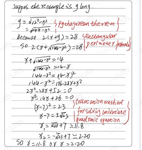 solved categorisation use the quadratic formula in the context of