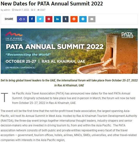 New Dates For Pata Annual Summit 2022 Artofit