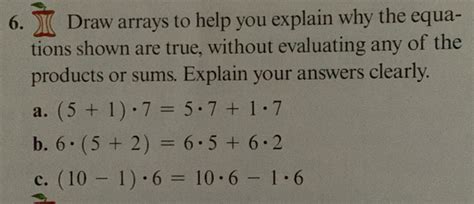 solved draw arrays to help you explain why the equa tions shown are