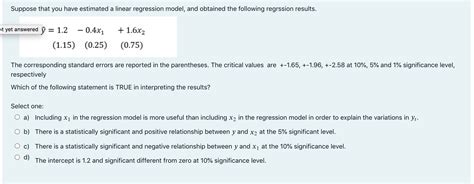 Solved Suppose That You Have Estimated A Linear Regression Chegg