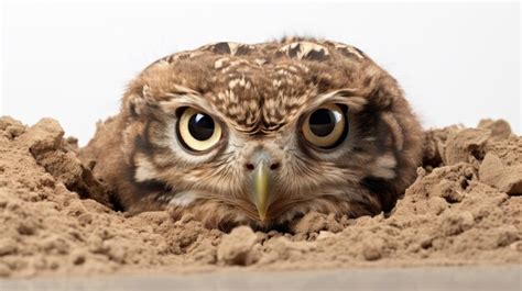 Burrowing Owl Peering From Burrow Premium Ai Generated Image