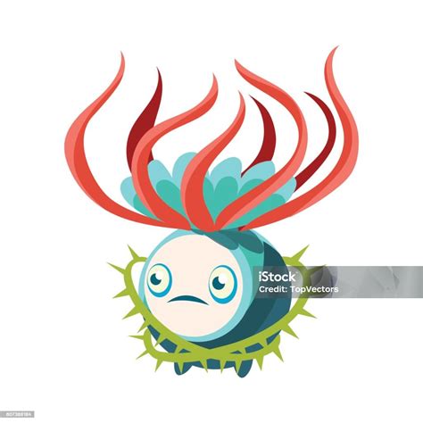 귀여운 환상적인 식물 즙이 많은 캐릭터 자연 요소 만화 벡터 일러스트 레이 션 귀여운에 대한 스톡 벡터 아트 및 기타 이미지 귀여운 꽃 식물 날씨 Istock