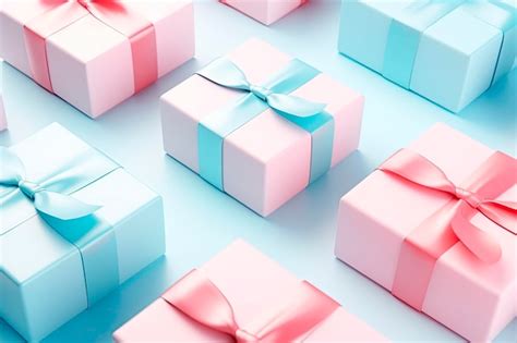 파스텔 핑크와 블루 크리스마스 선물 상자 패턴의 최소한의 구성 배경 무료 사진