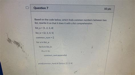 Solved D Question 7 10 Pts Based On The Code Below Which