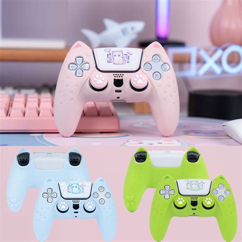 Cat Paw Pink Love Silicone Soft Skin Cover Protective Case For Sony Playstation Dualsense 5 Ps5