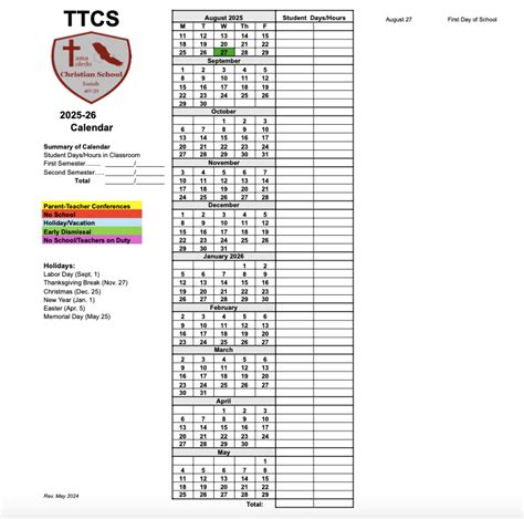 2025 2026 School Calendar Tama Toledo Christia