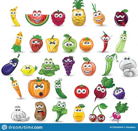 Big Fruts And Vegetable Nuts Set Illustration Fruts And Vegetable