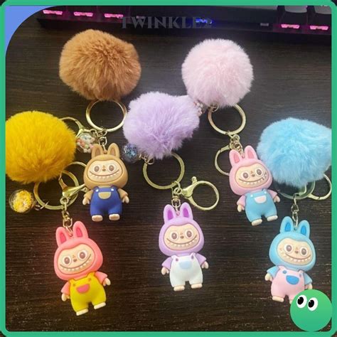 พวงกุญแจ Twinkle Labubu พวงกุญแจการ์ตูนสร้างสรรค์ แหวนกุญแจรถตุ๊กตา