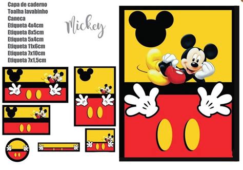 Arquivo Etiqueta Escolar Mickey Png 2869 Elo7