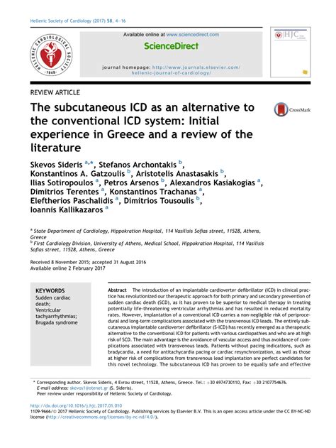 Pdf The Subcutaneous Icd As An Alternative To The Conventional Icd