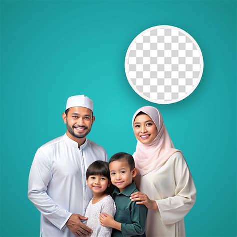 Familia Musulmana Feliz Padres E Hijos PSD Premium Generado Con IA