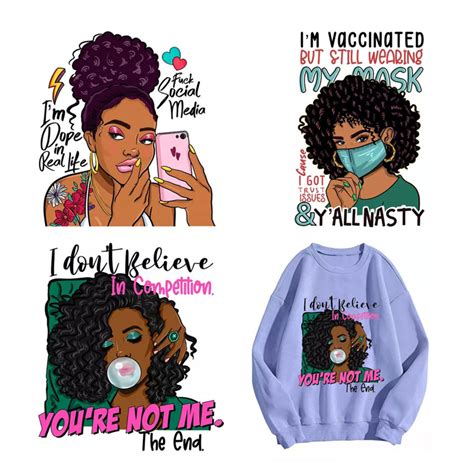 Black Girl Iron On Thermal Transfers Patches For Clothing Diy Heat