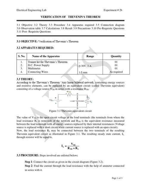 2b Thevenins Theorem Pdf Electrical Network Electrical