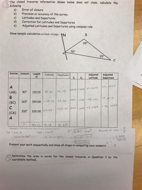 Solved E Closed Traverse Information Shown Below Does Not Chegg