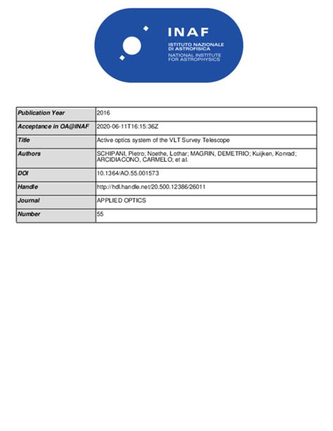 Pdf Active Optics System Of The Vlt Survey Telescope