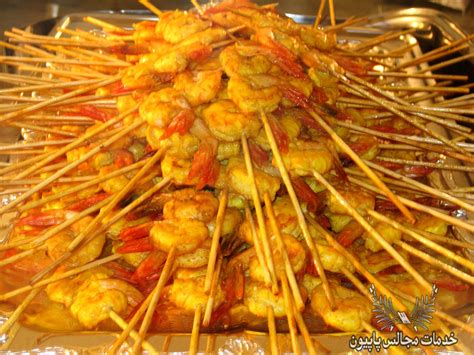 میگو با سیخ چوبی غذا، غذاهای انگشتی، گوشت