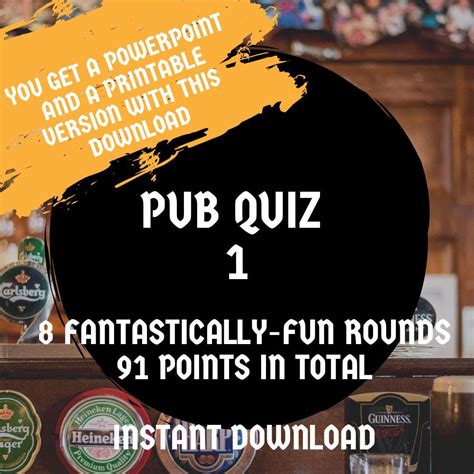 Pub Quiz Powerpoint Game And Printable Game Both Included You Choose Hilarious And Unique