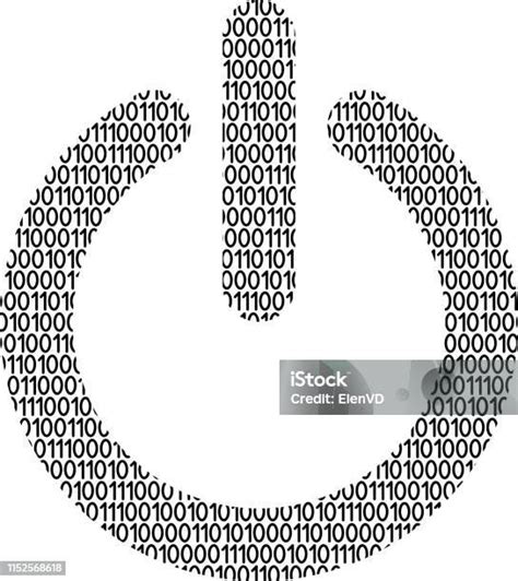 블랙 것 들과 제로 바이너리 디지털 코드에서 전원 버튼 아이콘 추상 도식 벡터 일러스트입니다 가상현실에 대한 스톡 벡터 아트 및 기타 이미지 Istock