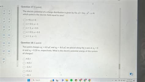 Question 17 1 Point The Electric Potential Of StudyX