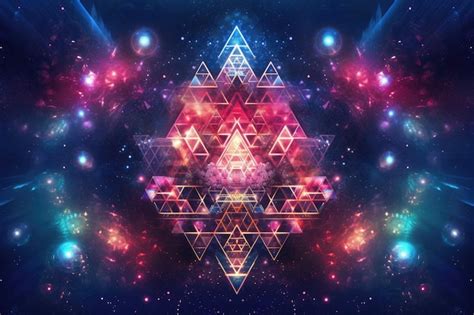 Premium Ai Image Sacred Geometry Symbols In A Vibrant Galaxy Created With Generative Ai
