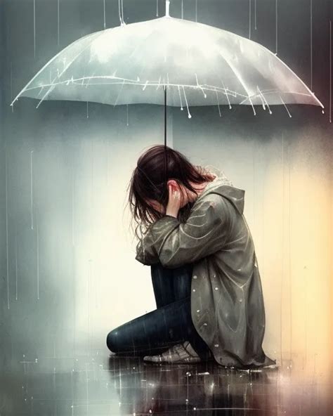 A Sad Girl In Rain