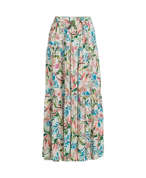 Lands End Womens Tiered Rayon Maxi Skirt Macys
