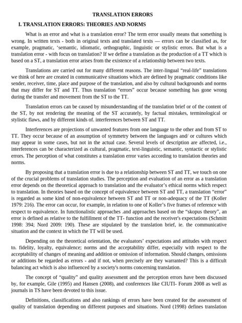 Translation Errors Pdf Translations Semantics