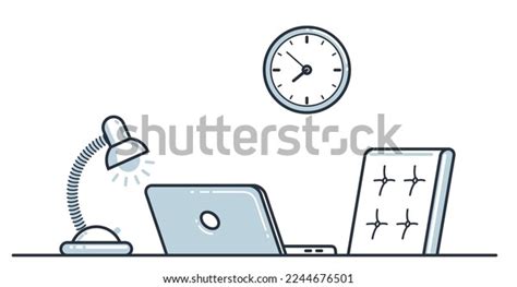 Work Desk Flat Illustration Isolated Over Stock Vector Royalty Free