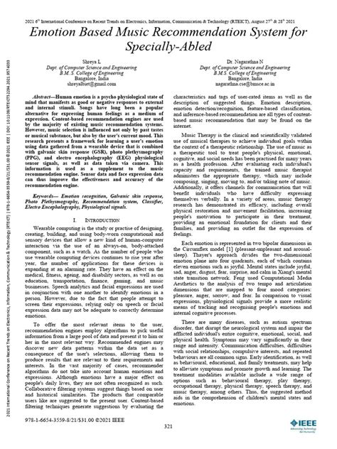 Emotion Based Music Recommendation System For Specially Abled Pdf