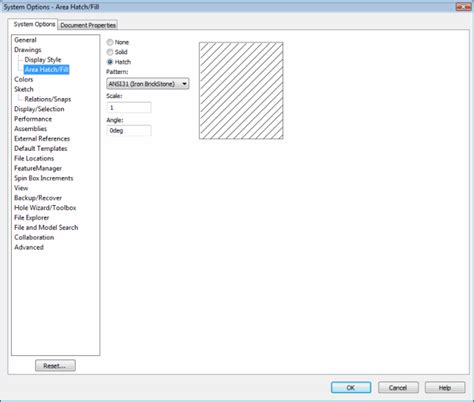 System Options Drawings Areahatch Fill Solidworks Api Help
