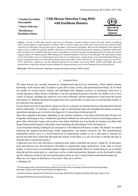 Pdf Chili Disease Detection Using Hog With Euclidean Distance
