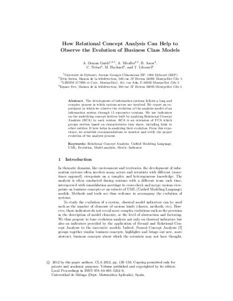 Pdf How Relational Concept Analysis Can Help To Observe The Evolution