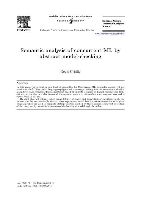 Pdf Semantic Analysis Of Concurrent Ml By Abstract Model Checking