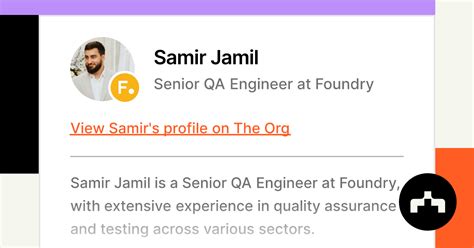 Samir Jamil Senior Qa Engineer At Foundry The Org