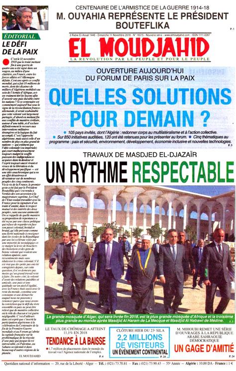 Revue De Presse Les Unes De Vos Journaux Du Dimanche 11 Novembre TSA