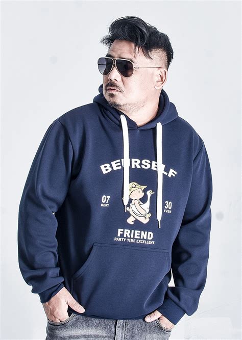 中大尺碼‧趣味小熊印花連帽t 胖胖星球bemax｜大尺碼男裝｜大尺碼專賣店