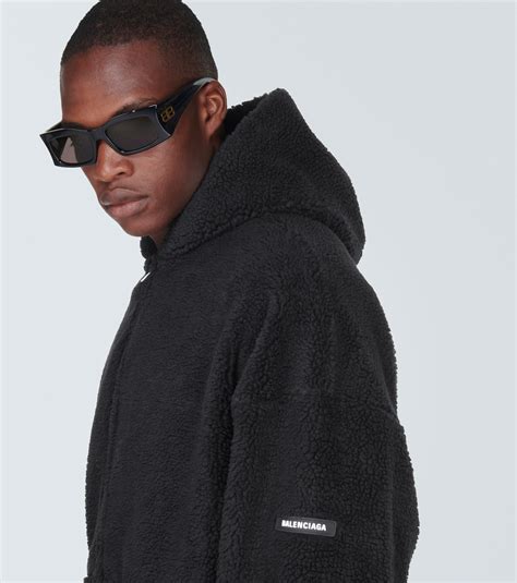 Oversized Fleece Hoodie In Black Balenciaga Mytheresa
